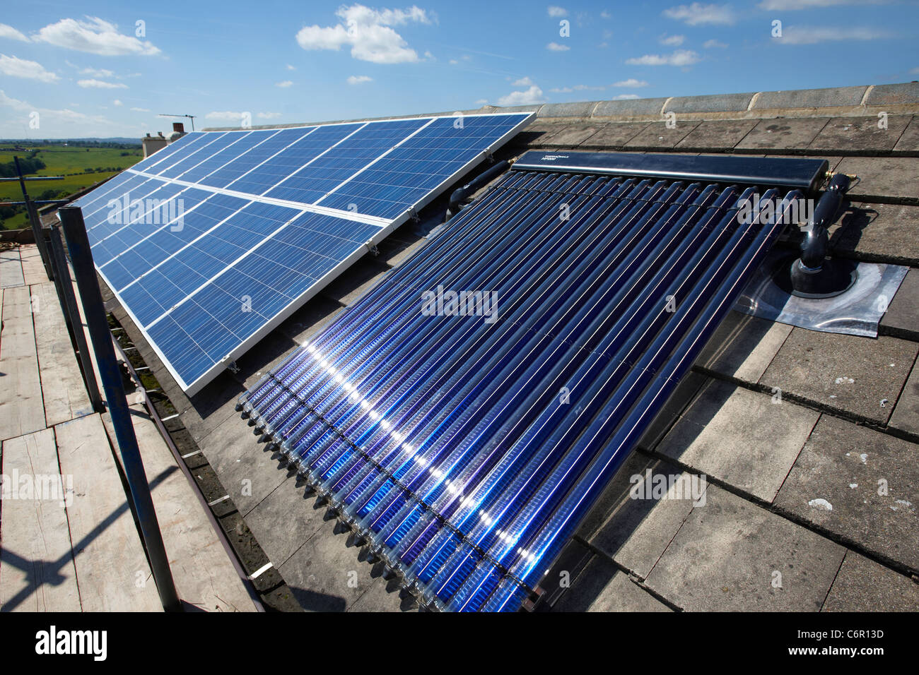 Solar Panels on a UK house Stock Photo - Alamy