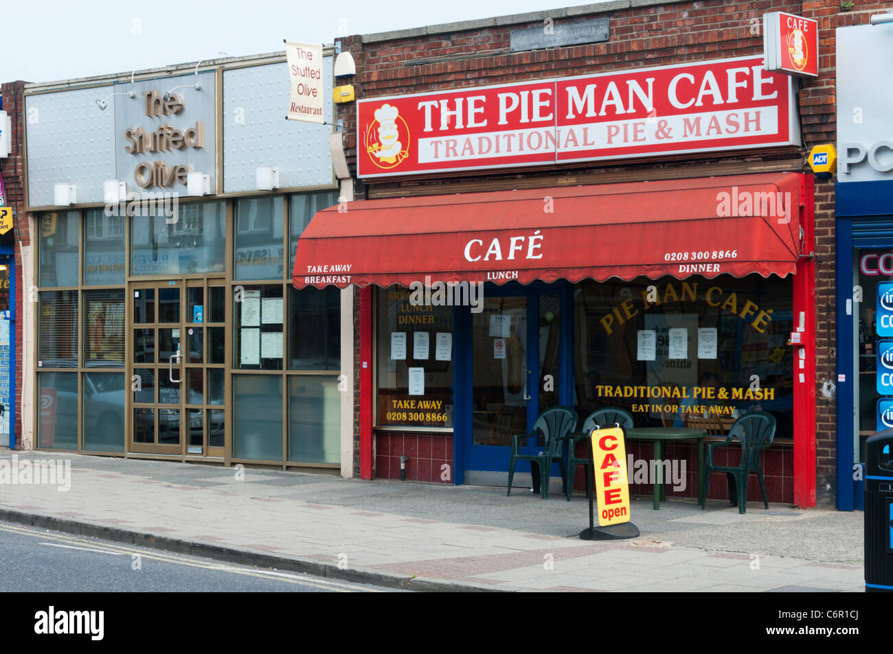 The Pie Man Cafe and The Stuffed Olive in Sidcup, Kent Stock Photo - Alamy