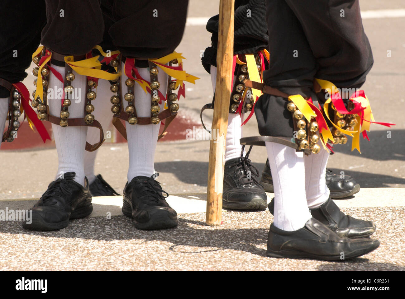 Legs & bells - Morris Dancers on Worthing seafront in West Sussex Stock ...