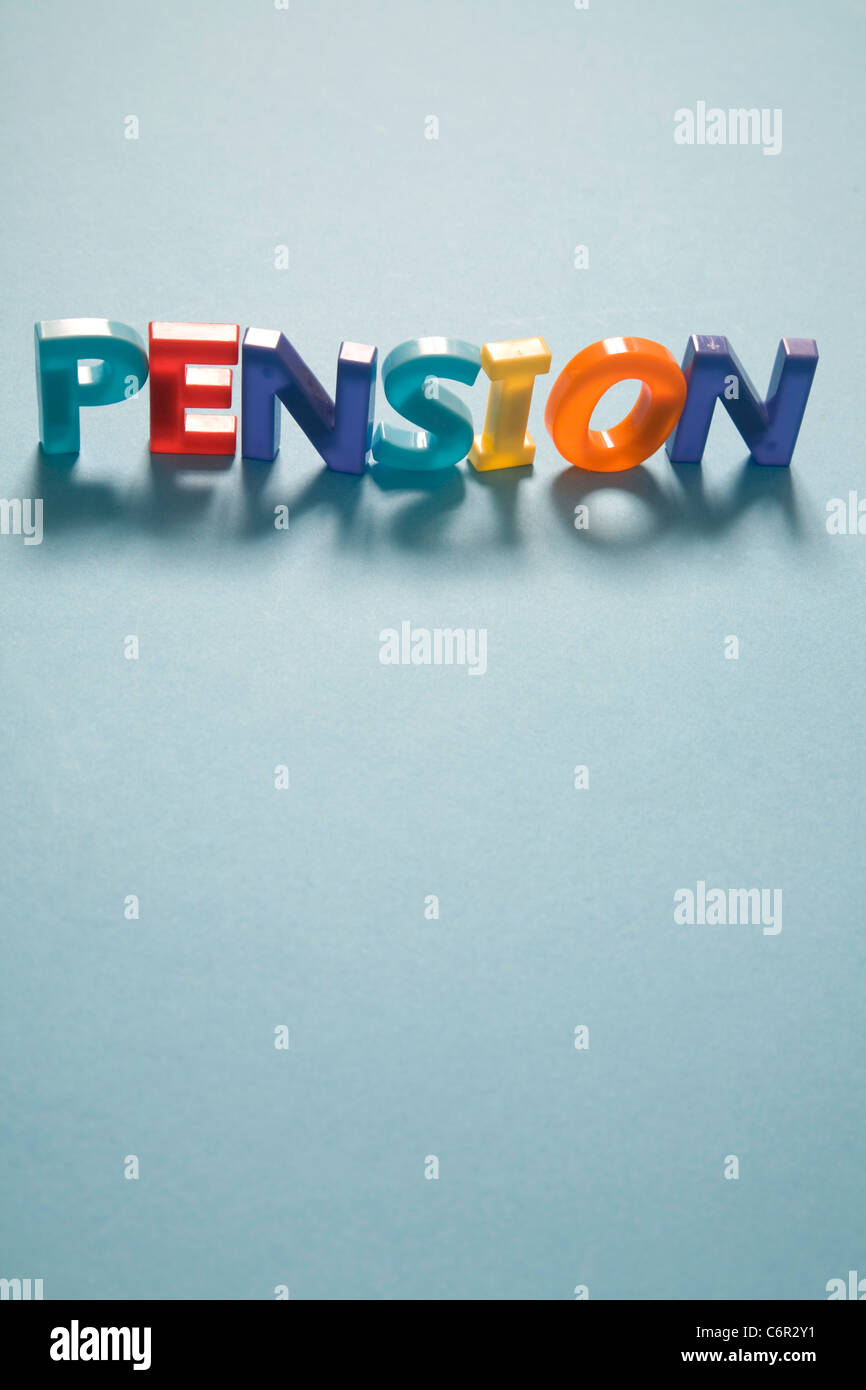 Pension Word Spelling Stock Photo - Alamy
