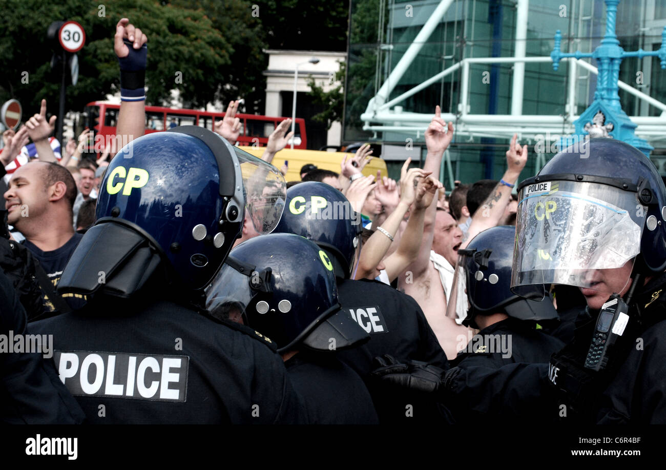 From far-right wing English Defense League protest and UAF counter ...