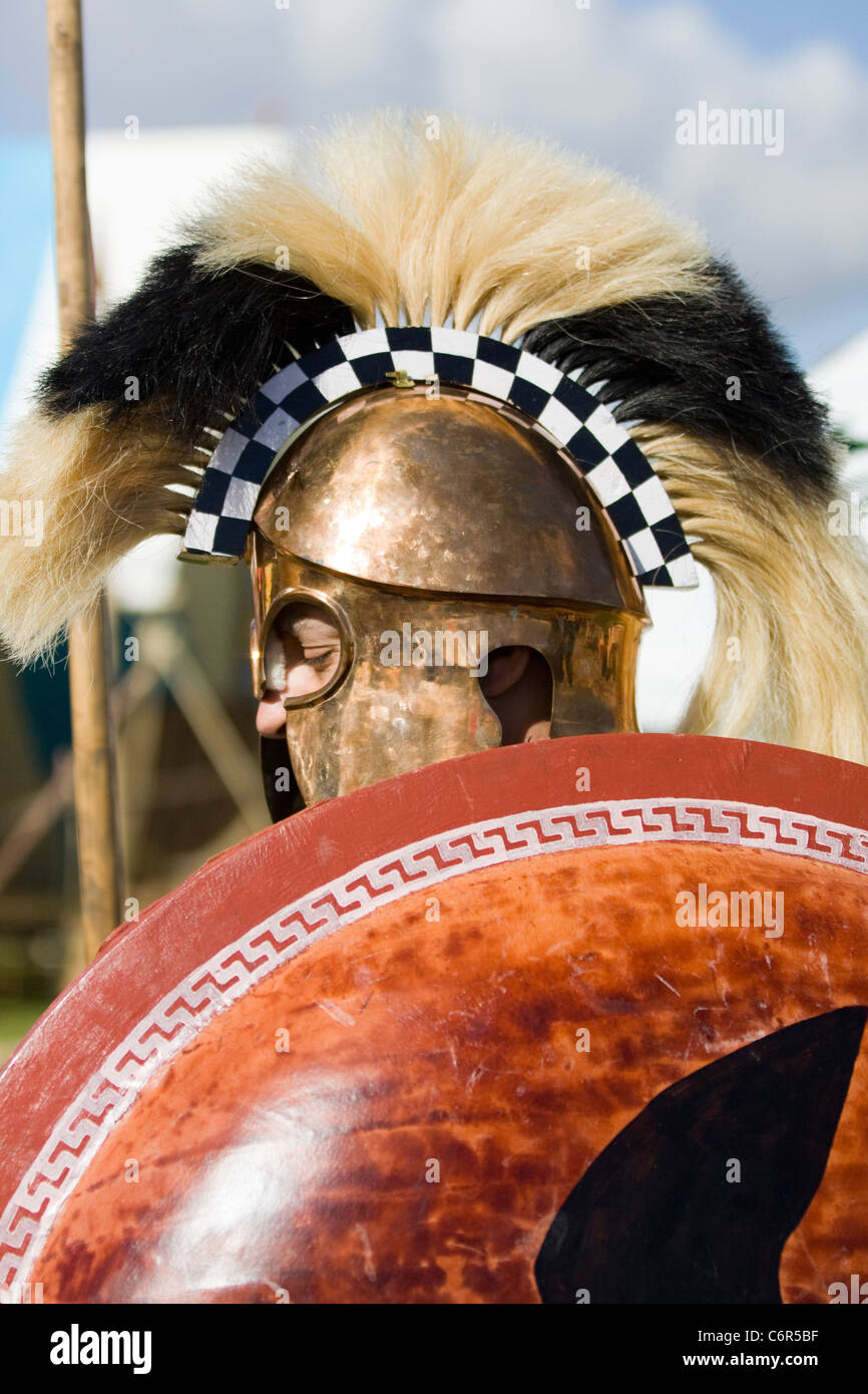 Greek Soldier Equipment at a reenactment in Kent Stock Photo - Alamy