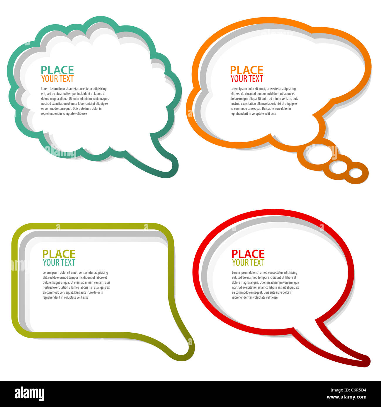 Set of speech and thought bubbles, element for design, vector ...