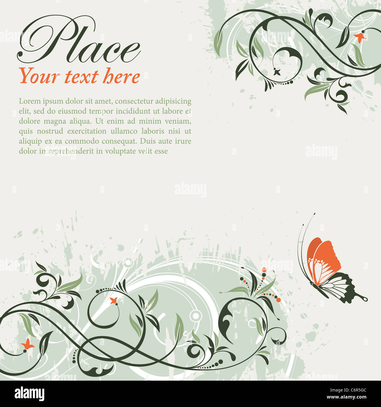 Flower Frame with Butterfly, element for design, vector illustration ...