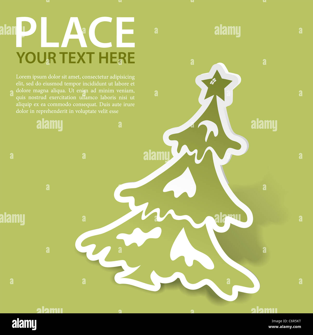Christmas sticker with tree, vector illustration Stock Photo - Alamy