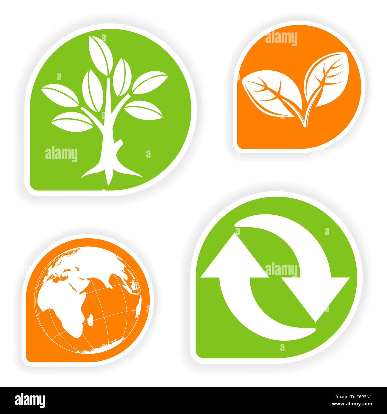 Collect sticker with environment icon, tree, leaf, Earth and Recycling ...