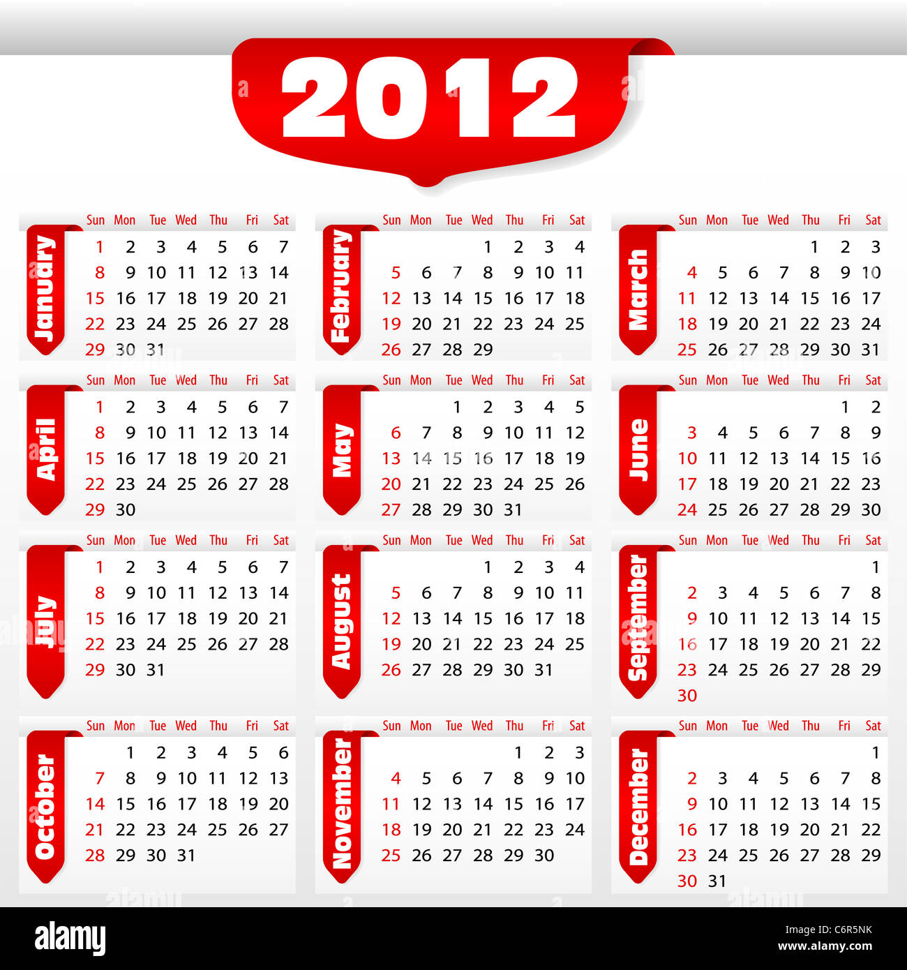 Calendar for 2012 with sticker, element for design, vector illustration ...