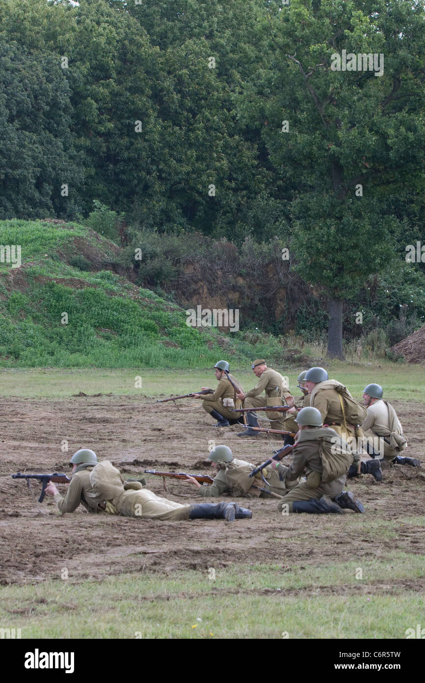 Reenactment of the WW11 Russian soldiers Advancing on the Eastern front ...