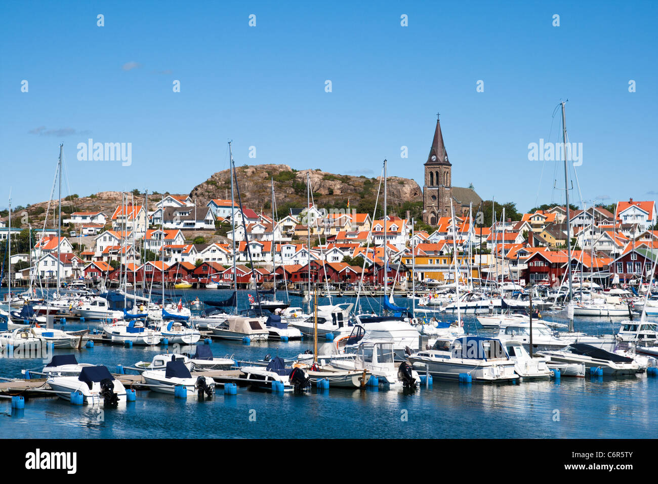 Yachts in a marina at the Swedish fishing village Fjällbacka Stock Photo - Alamy