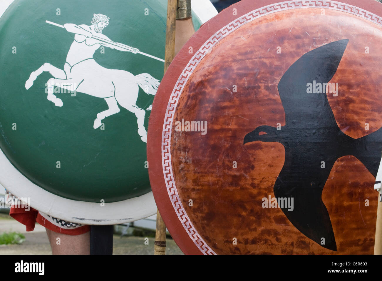 Aspidai Round Greek Shields with a Centaur and Bird painted on Stock ...