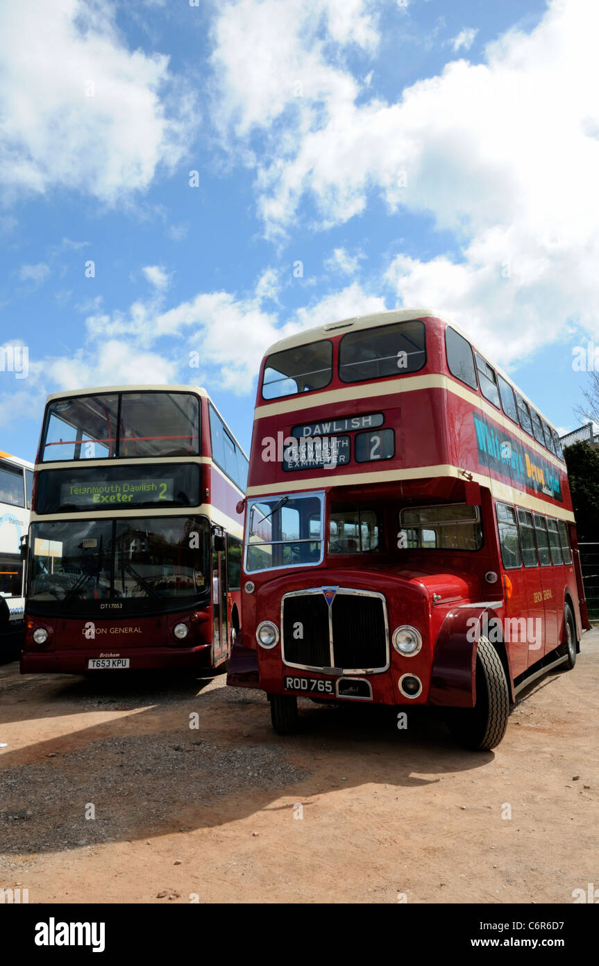 Classic Devon General next to Modern Double Decker Bus on Display at ...