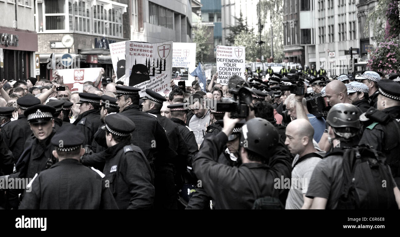 From far-right wing English Defense League protest and UAF counter ...