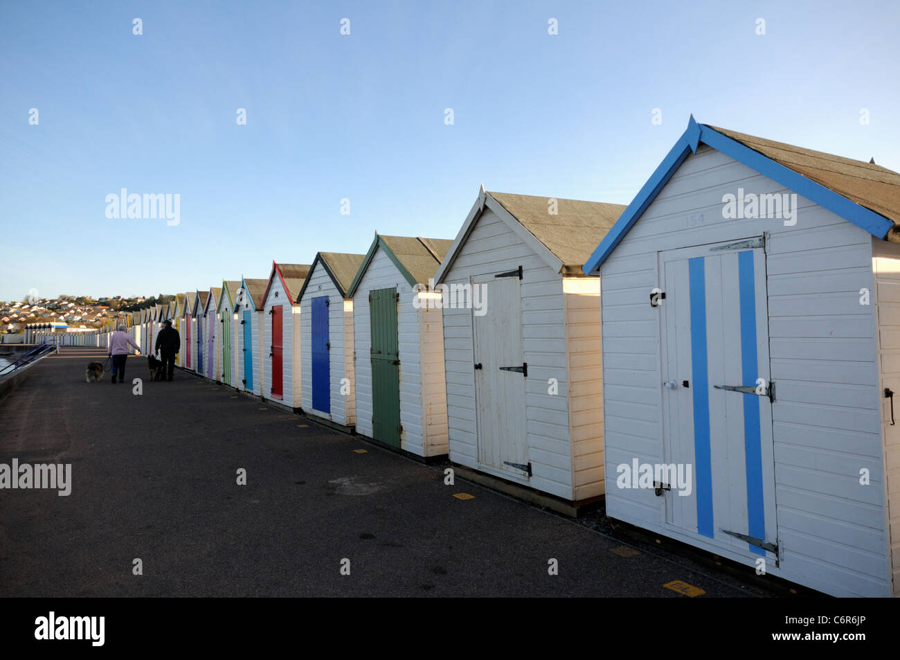 Beach Huts on the Promenade at Broadsands near Paignton, Devon, England ...