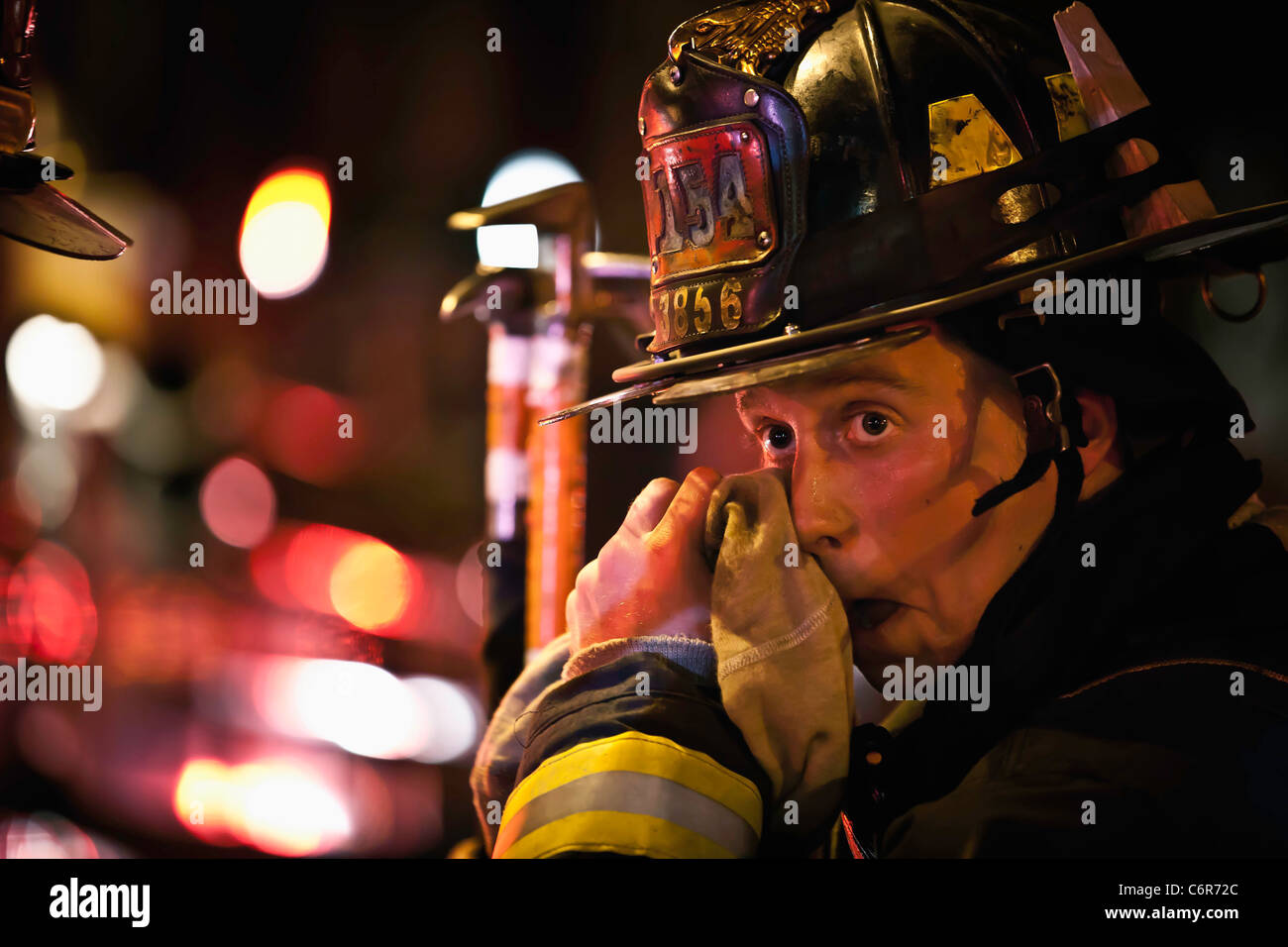Fireman taking a break Stock Photo - Alamy