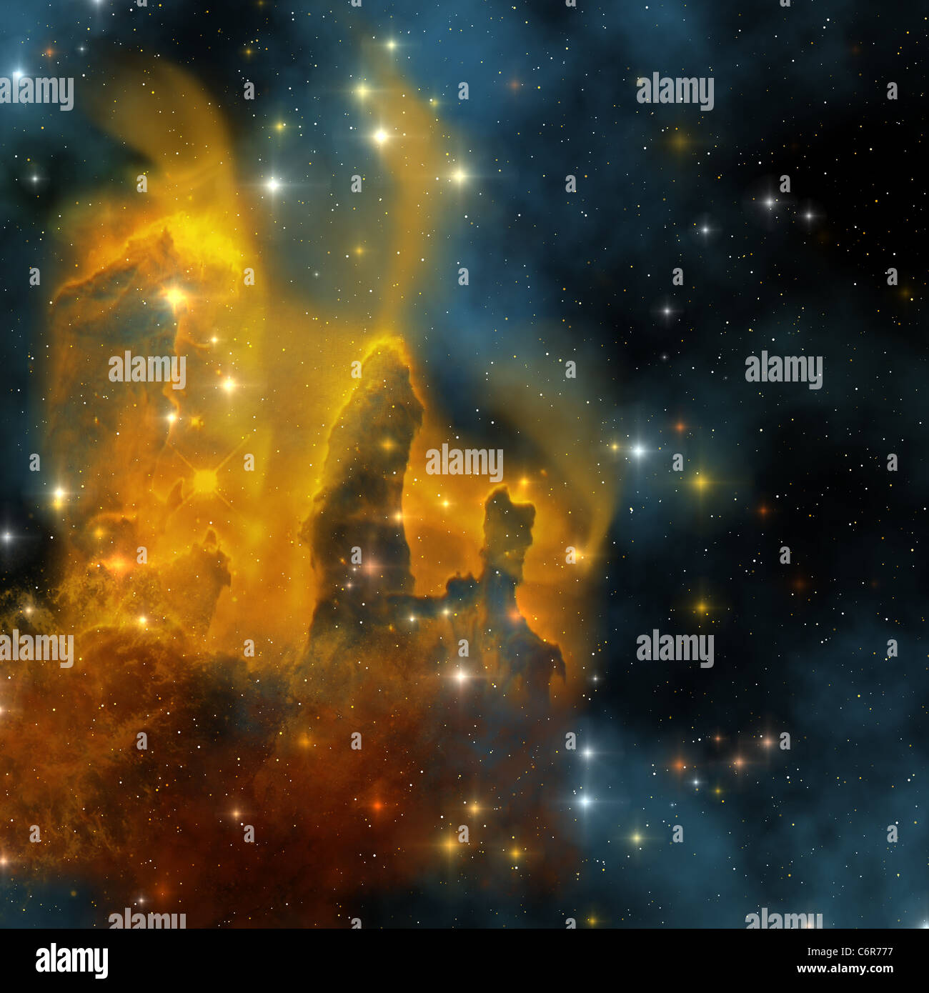 The famous colorful nebula shines bright with star making in its clouds ...