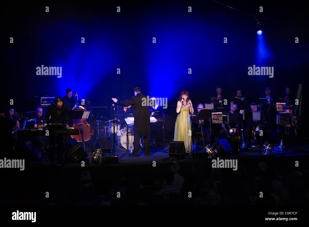 Alice Grant singing with the Matthew Herbert Big Band on stage at ...