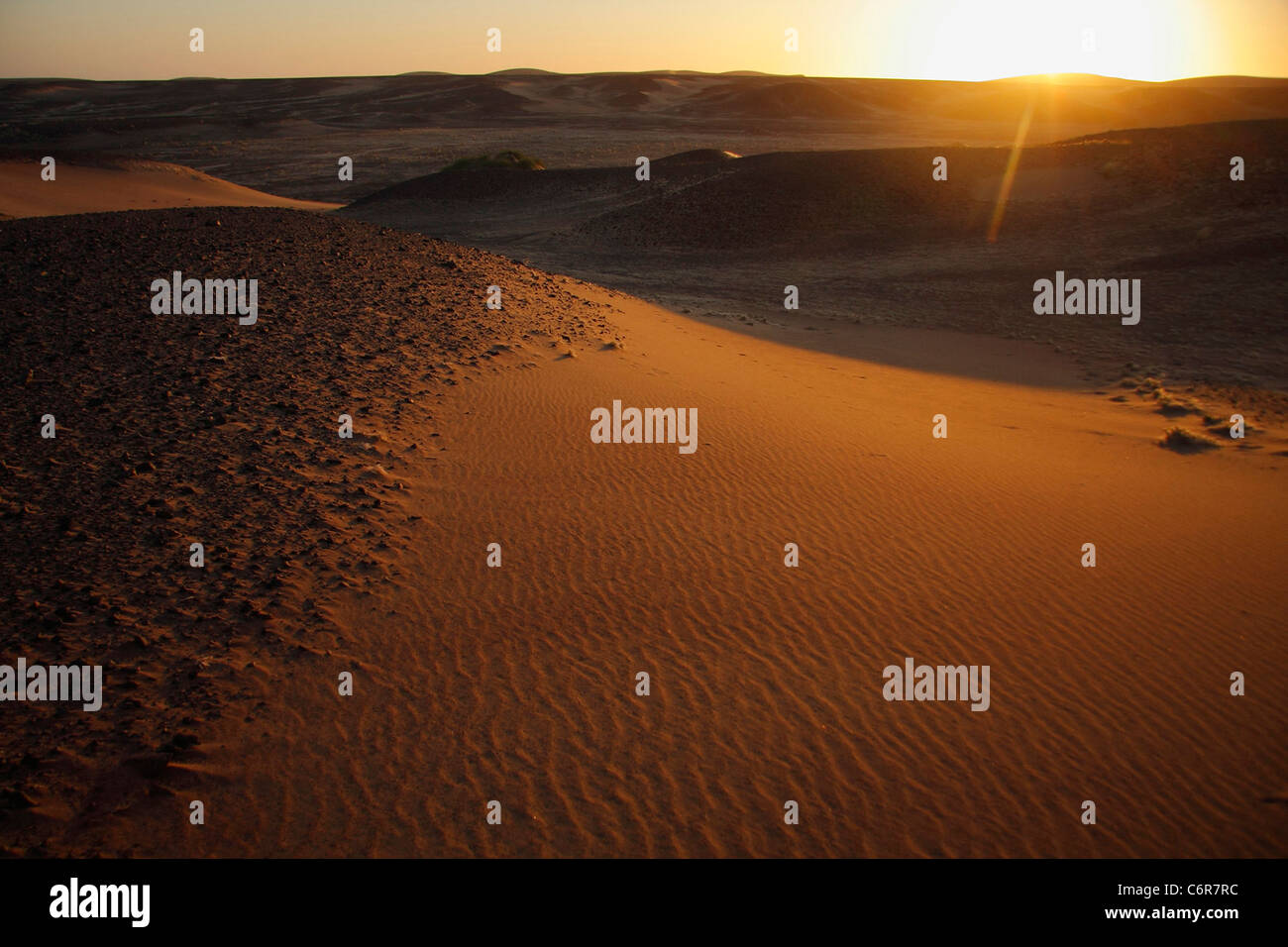 Desert landscape at sunset Stock Photo - Alamy