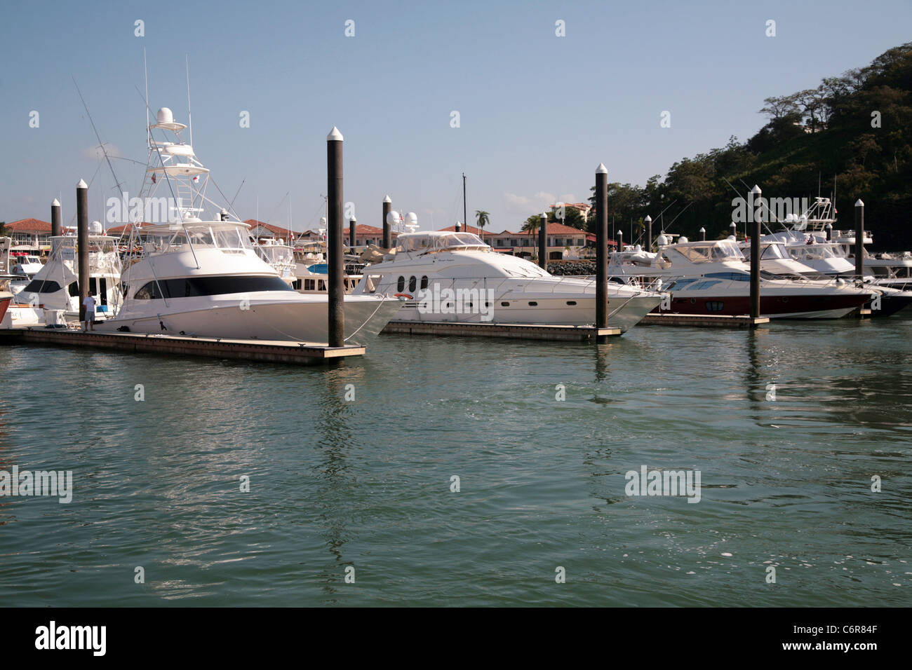 Luxury boats parked at the Amador Marina in the Pacific coast of Panama ...