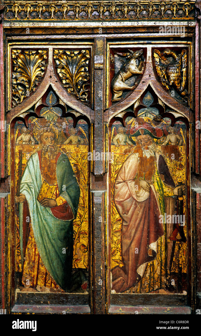 Aylsham, Norfolk, rood screen, Moses and St. James the Great saint ...