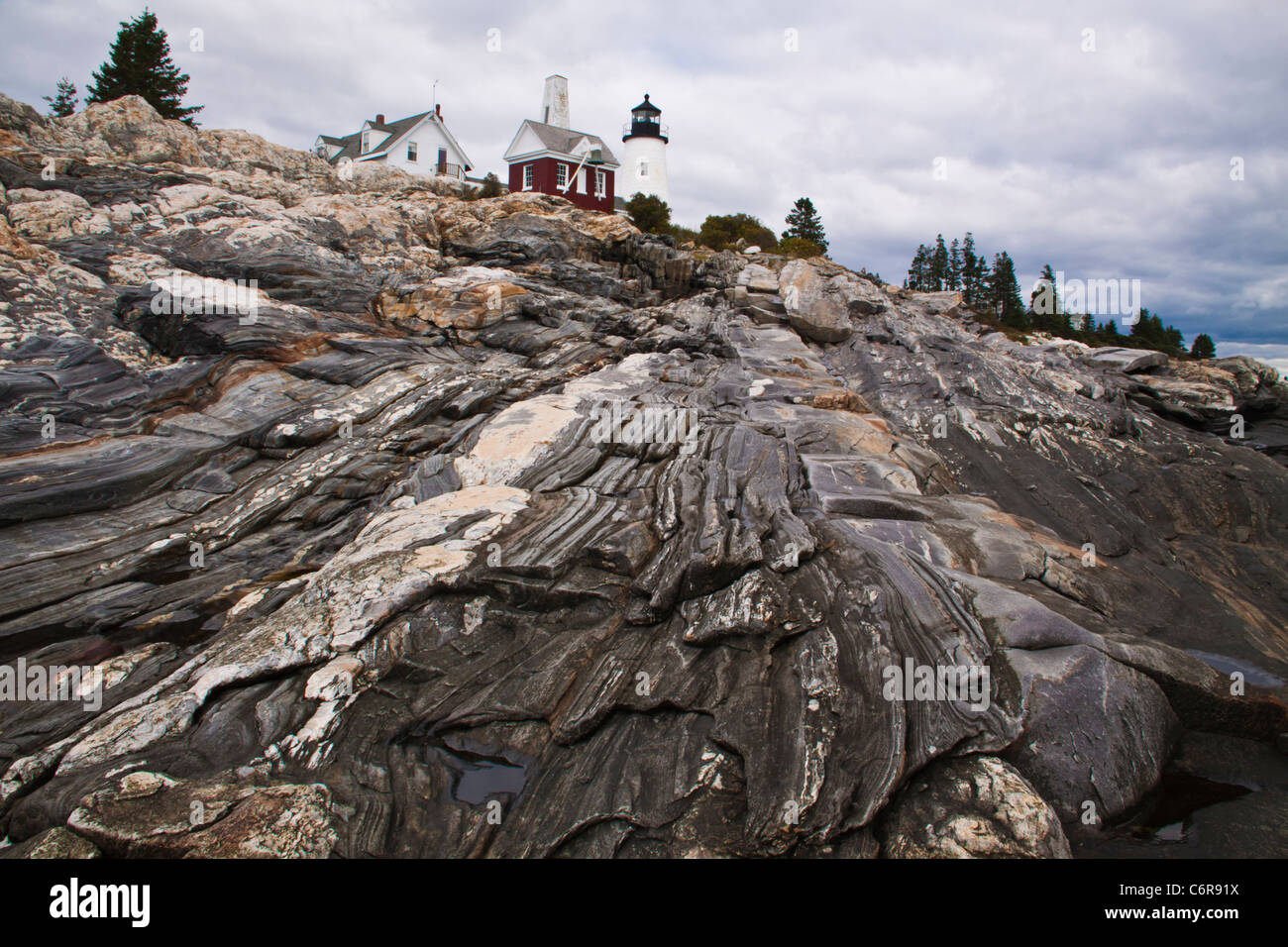 Pemaquid Point Lighthouse at Pemaquid point near New Harbor, Maine ...