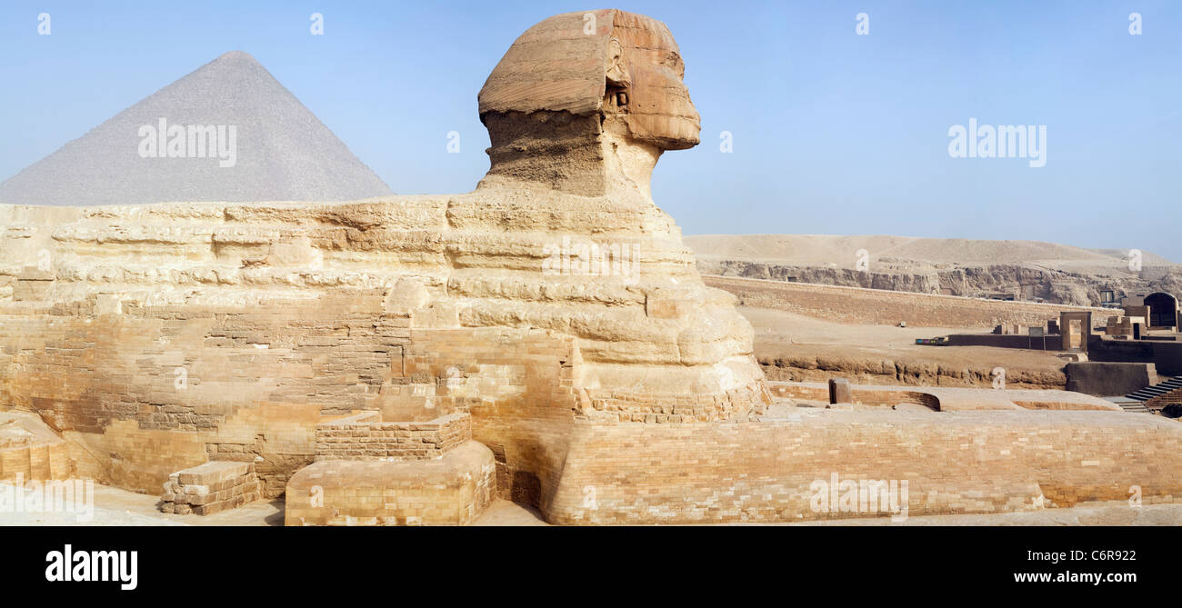 Panorama view of the Great Sphinx of the Giza Plateau, Cairo, Egypt ...