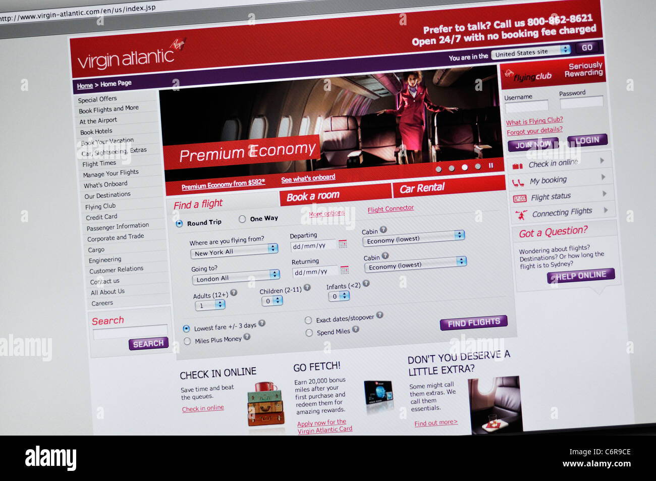 Virgin Atlantic airlines website Stock Photo - Alamy