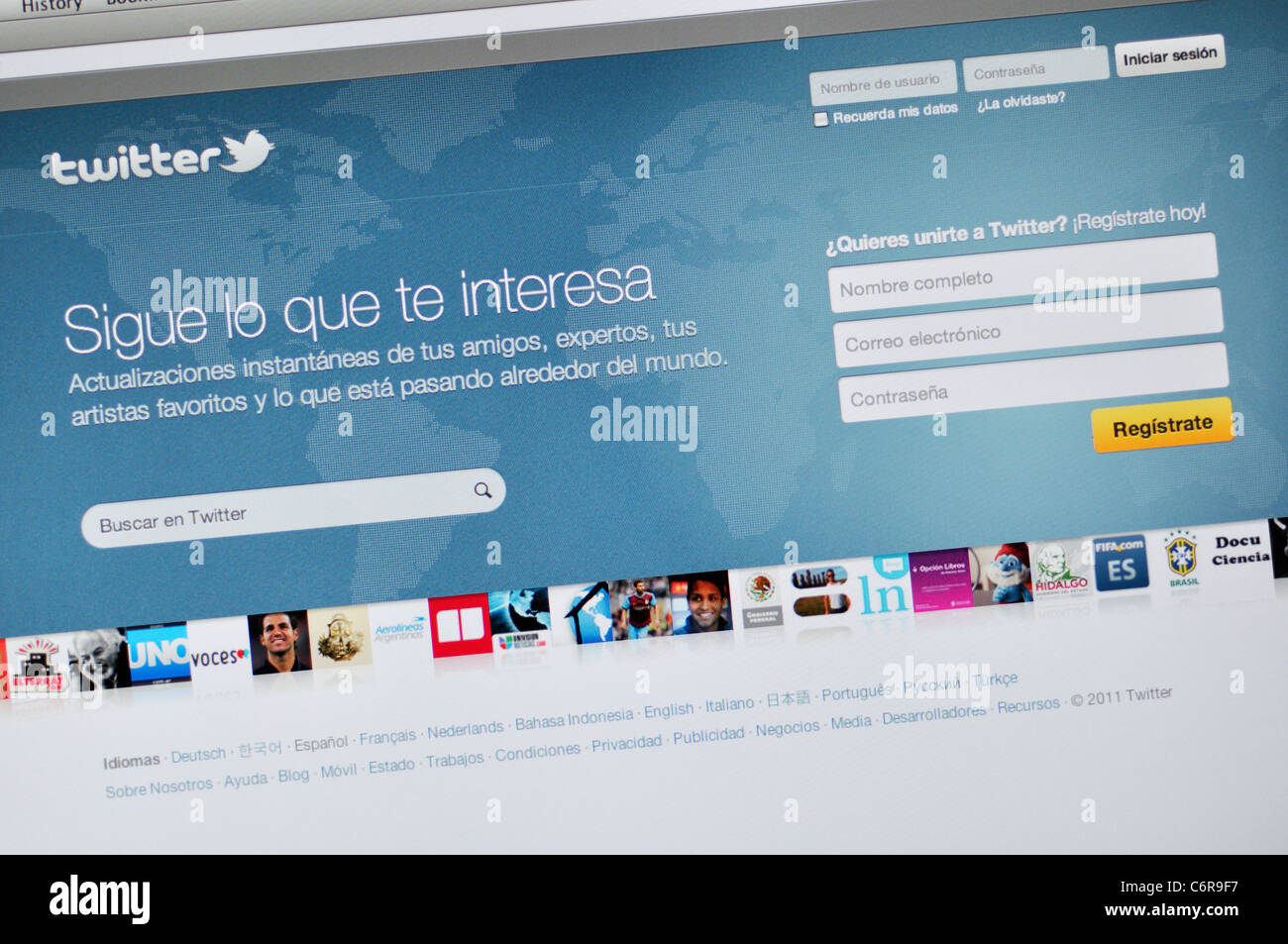 Twitter website - Spanish Stock Photo - Alamy