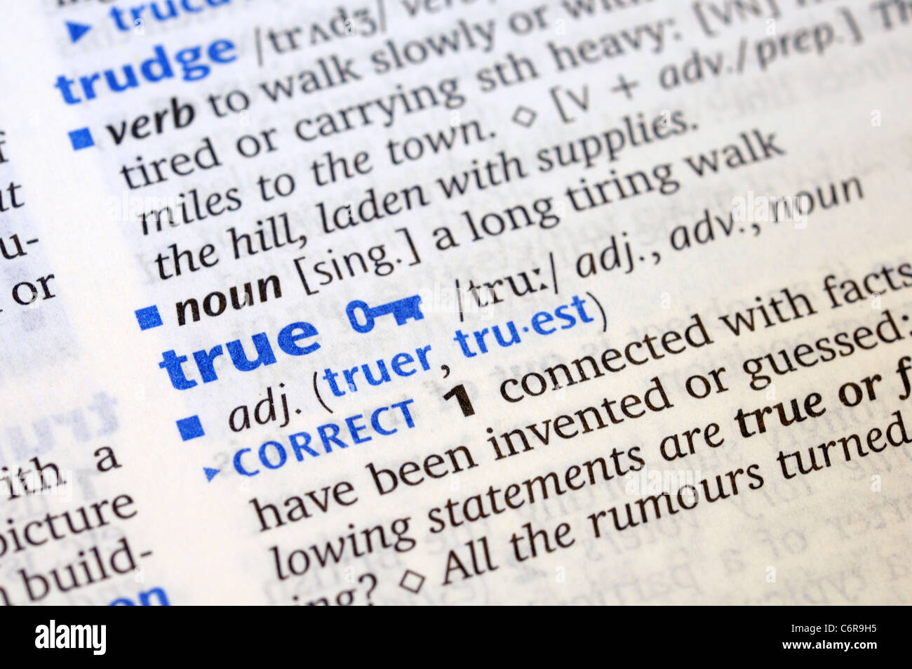 TRUE word closeup in dictionary Stock Photo - Alamy