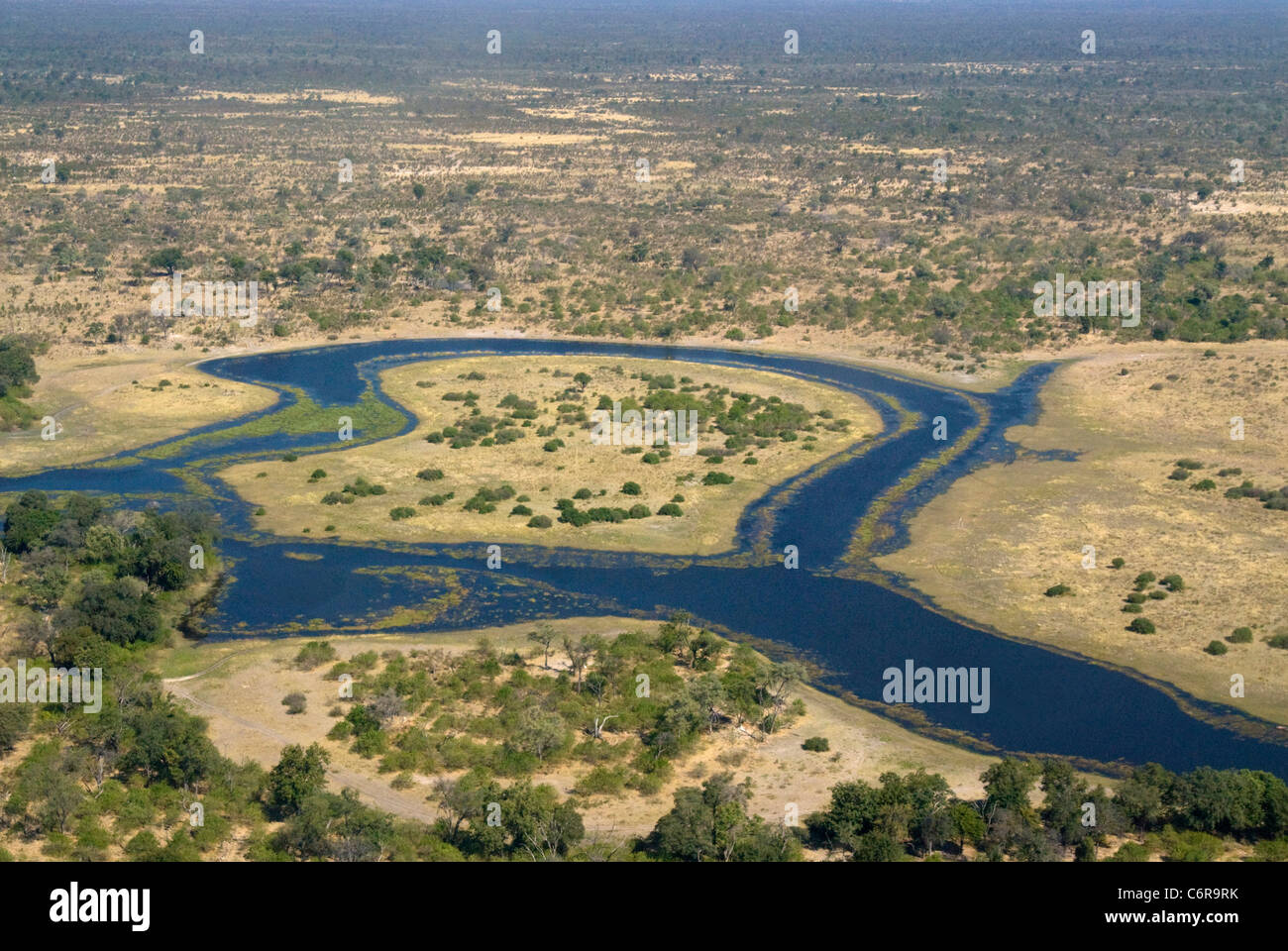 Aerial view over Selinda spillway Stock Photo - Alamy
