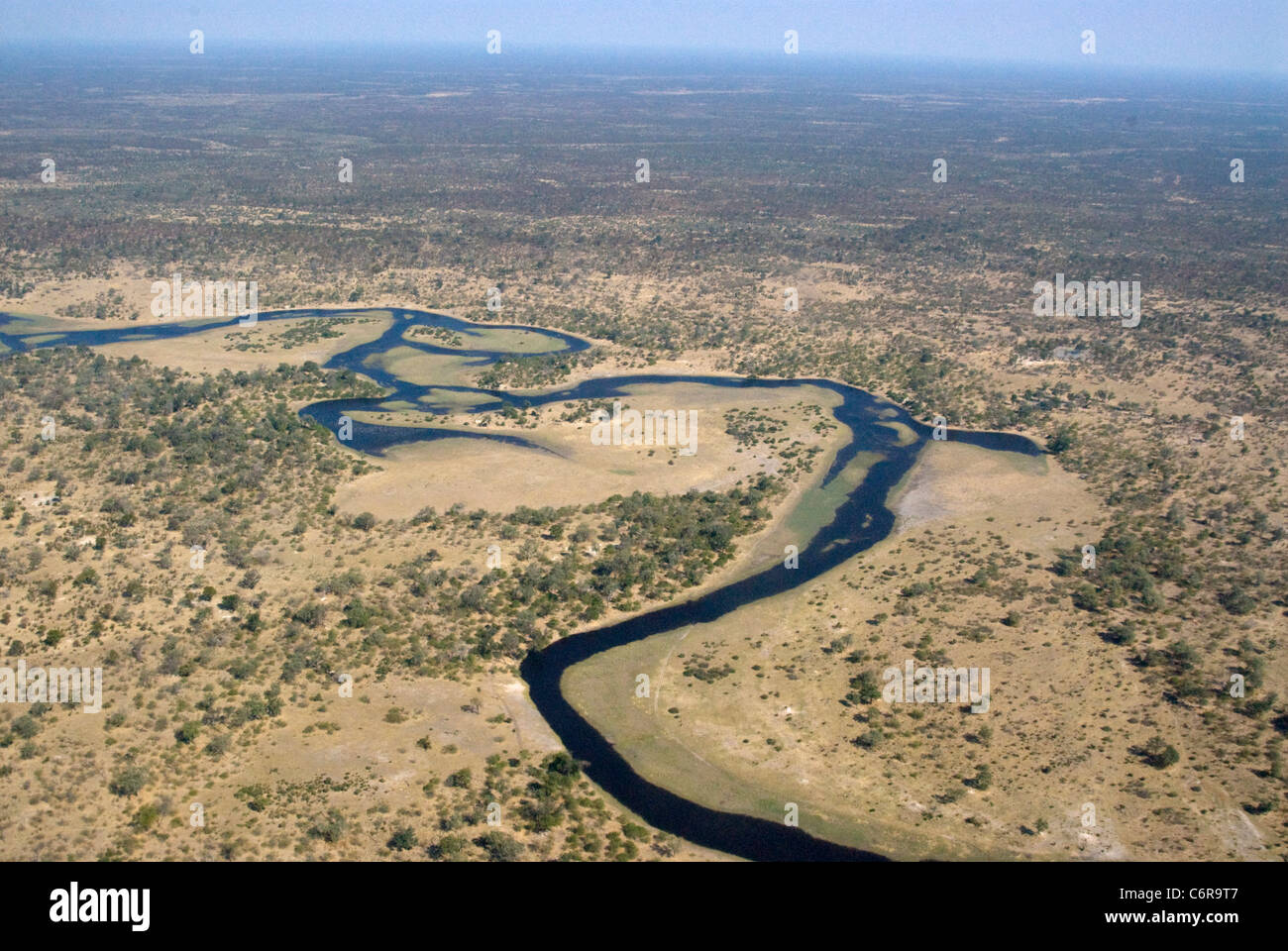 Aerial view over Selinda spillway Stock Photo - Alamy