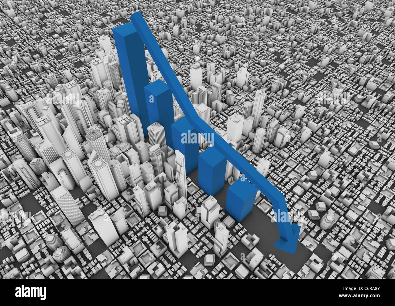 render of a giant bar graph in the city Stock Photo - Alamy