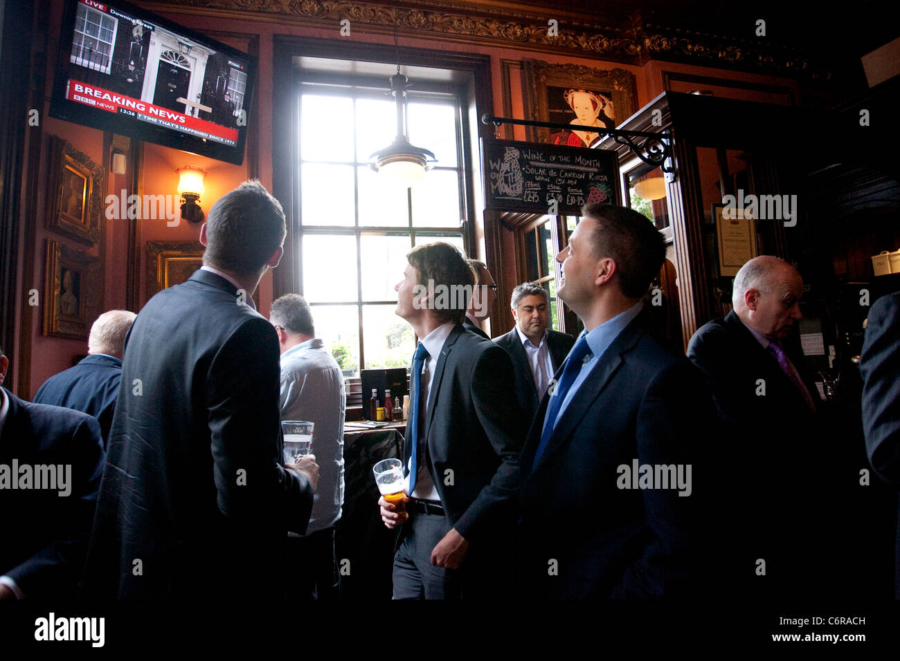 City traders watching the General Election in a pub in the financial ...