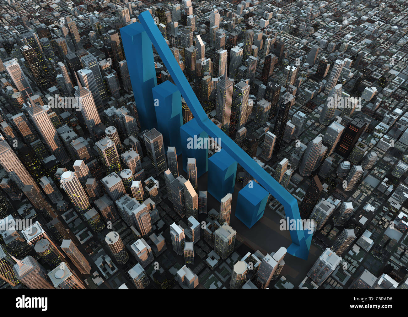 render of a giant bar graph in a city Stock Photo - Alamy