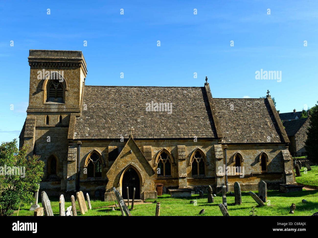 St Barnabas church in the Cotswold village of Snowshill, Worcestershire ...