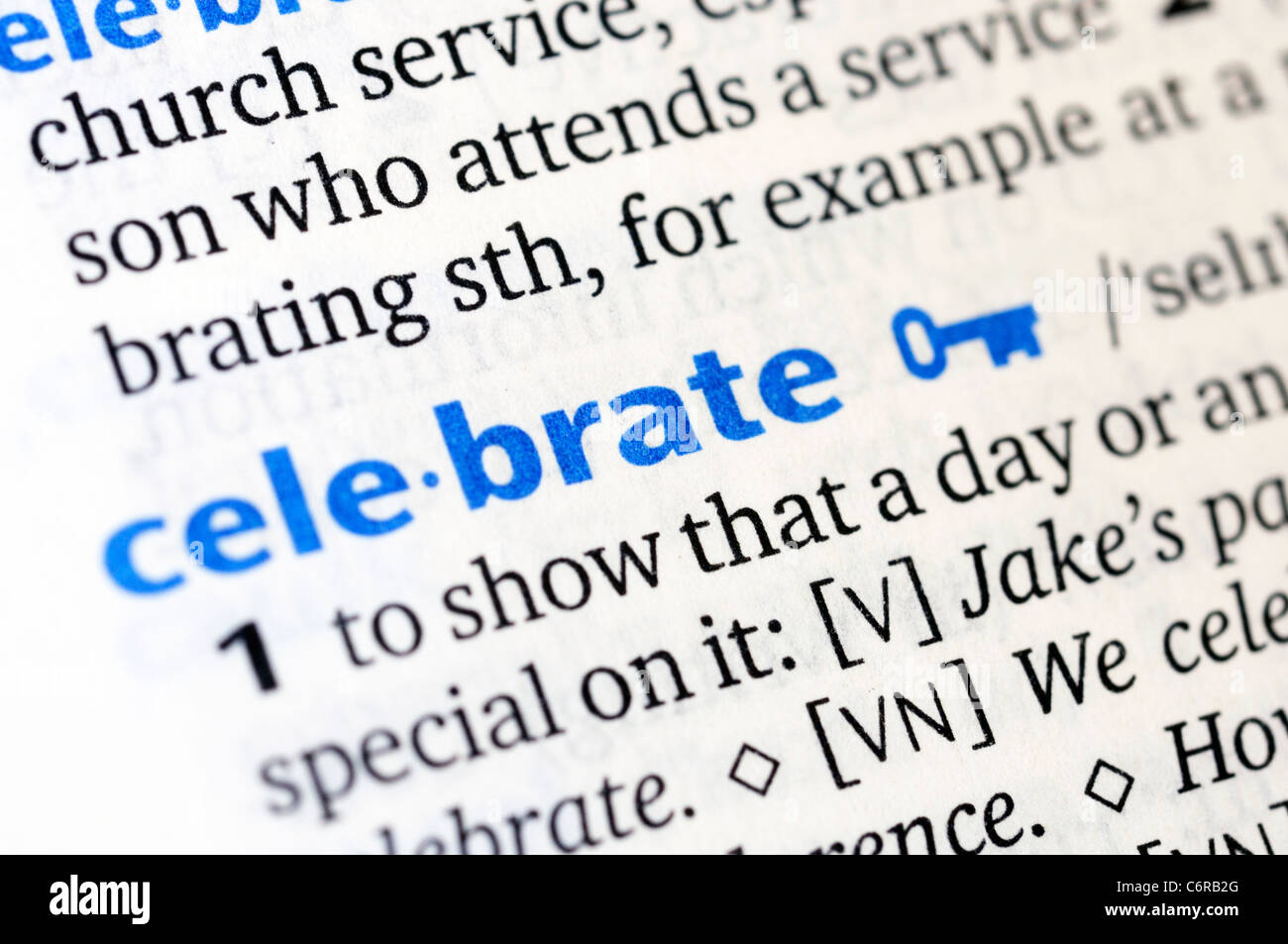 CELEBRATE word closeup in dictionary Stock Photo - Alamy