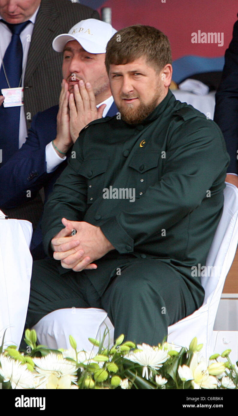 President of Chechnya Ramzan Kadyrov watches the Presidential Horse ...