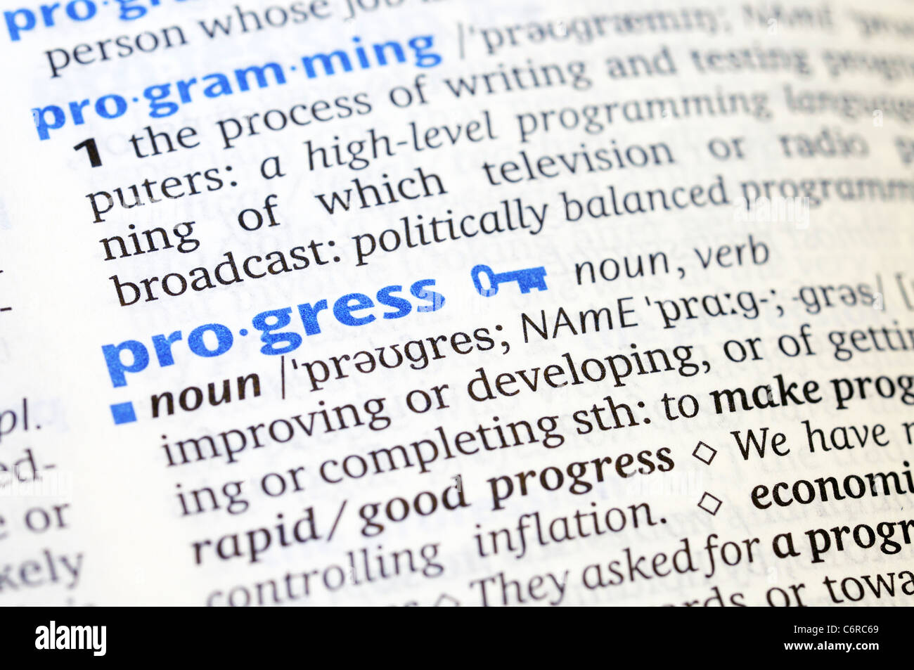 PROGRESS word closeup in dictionary Stock Photo - Alamy