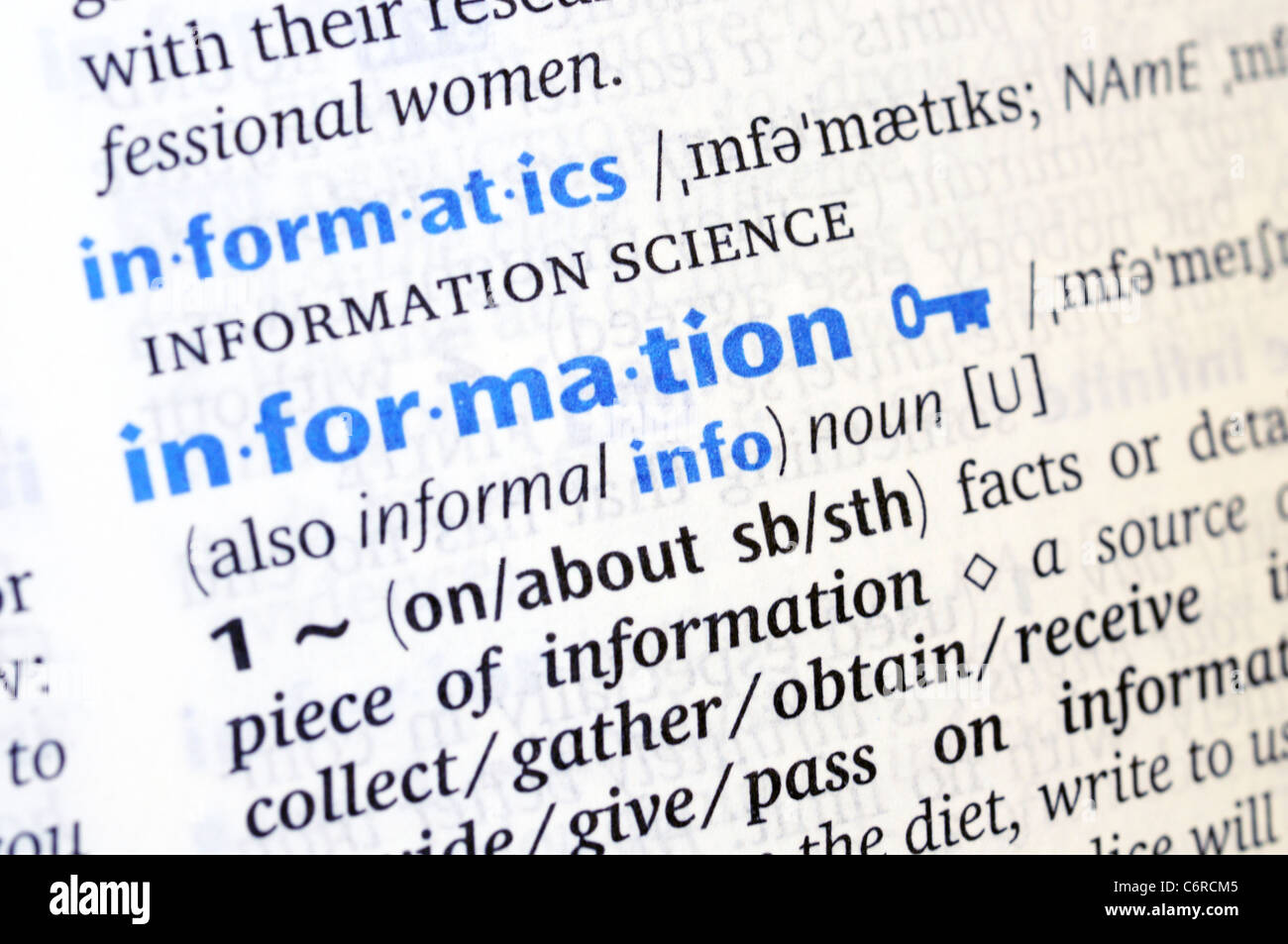 INFORMATION word closeup in dictionary Stock Photo - Alamy