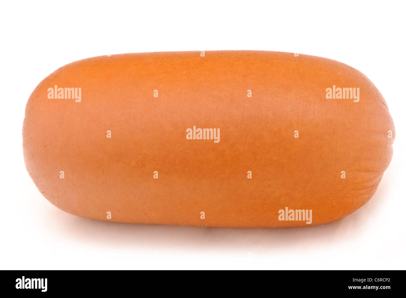one sausage on white background Stock Photo - Alamy