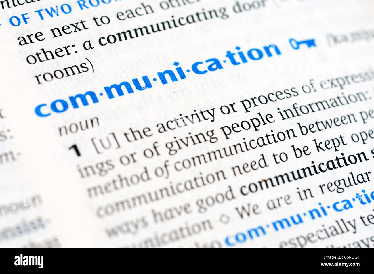 COMMUNICATION word closeup in dictionary Stock Photo - Alamy