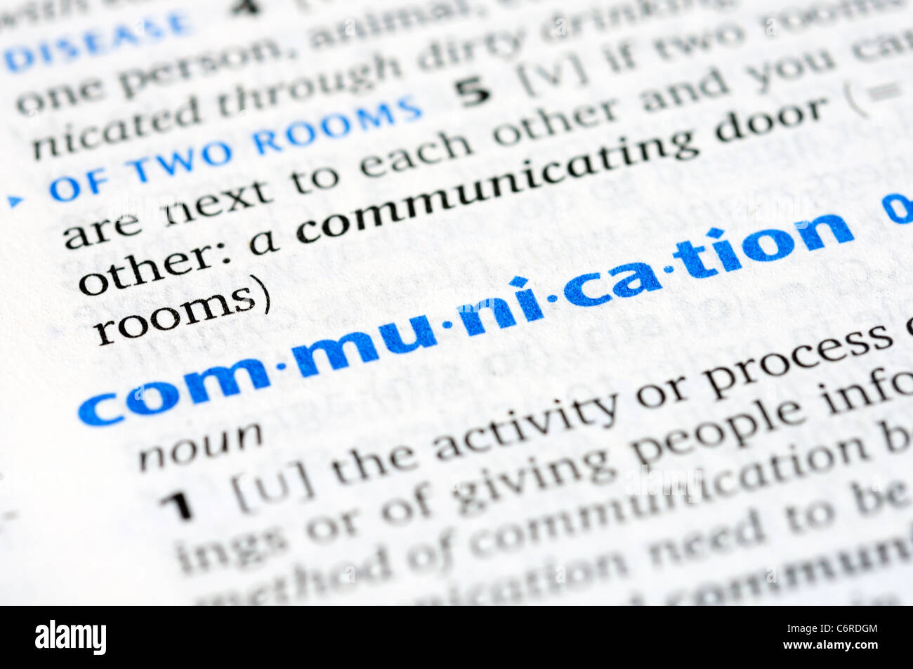 COMMUNICATION word closeup in dictionary Stock Photo - Alamy