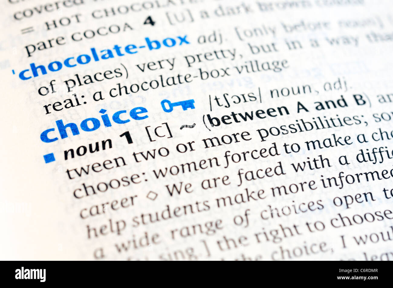 CHOICE word closeup in dictionary Stock Photo - Alamy