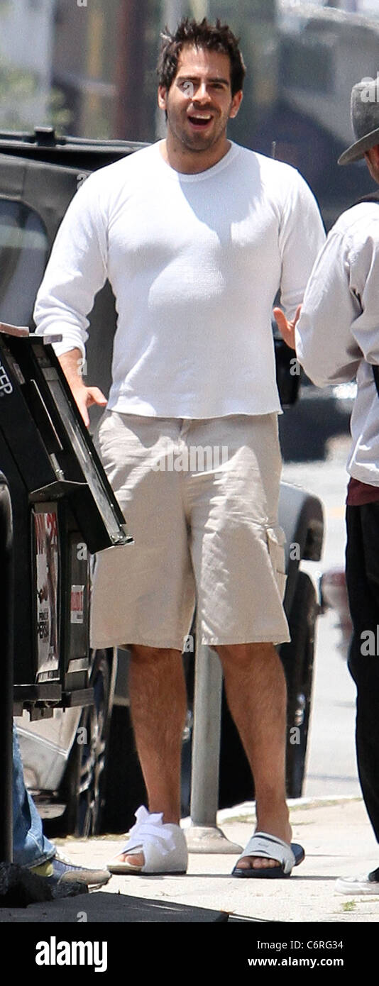 Moviemaker and actor Eli Roth out and about in Hollywood wearing shorts ...