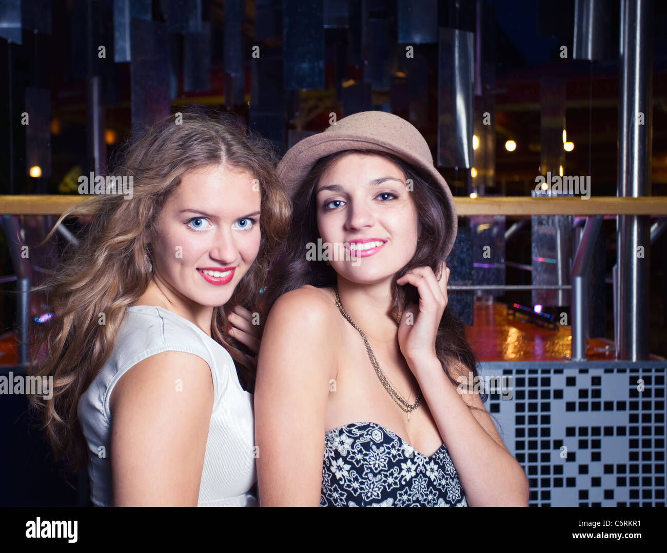 Young girls in a night disco Stock Photo - Alamy
