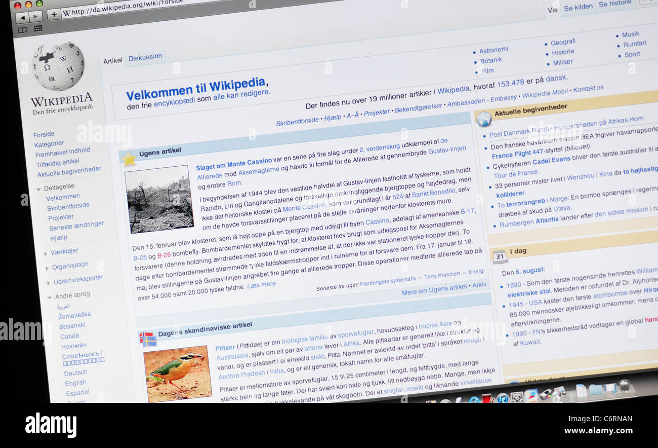 Wikipedia website - Danish Stock Photo - Alamy