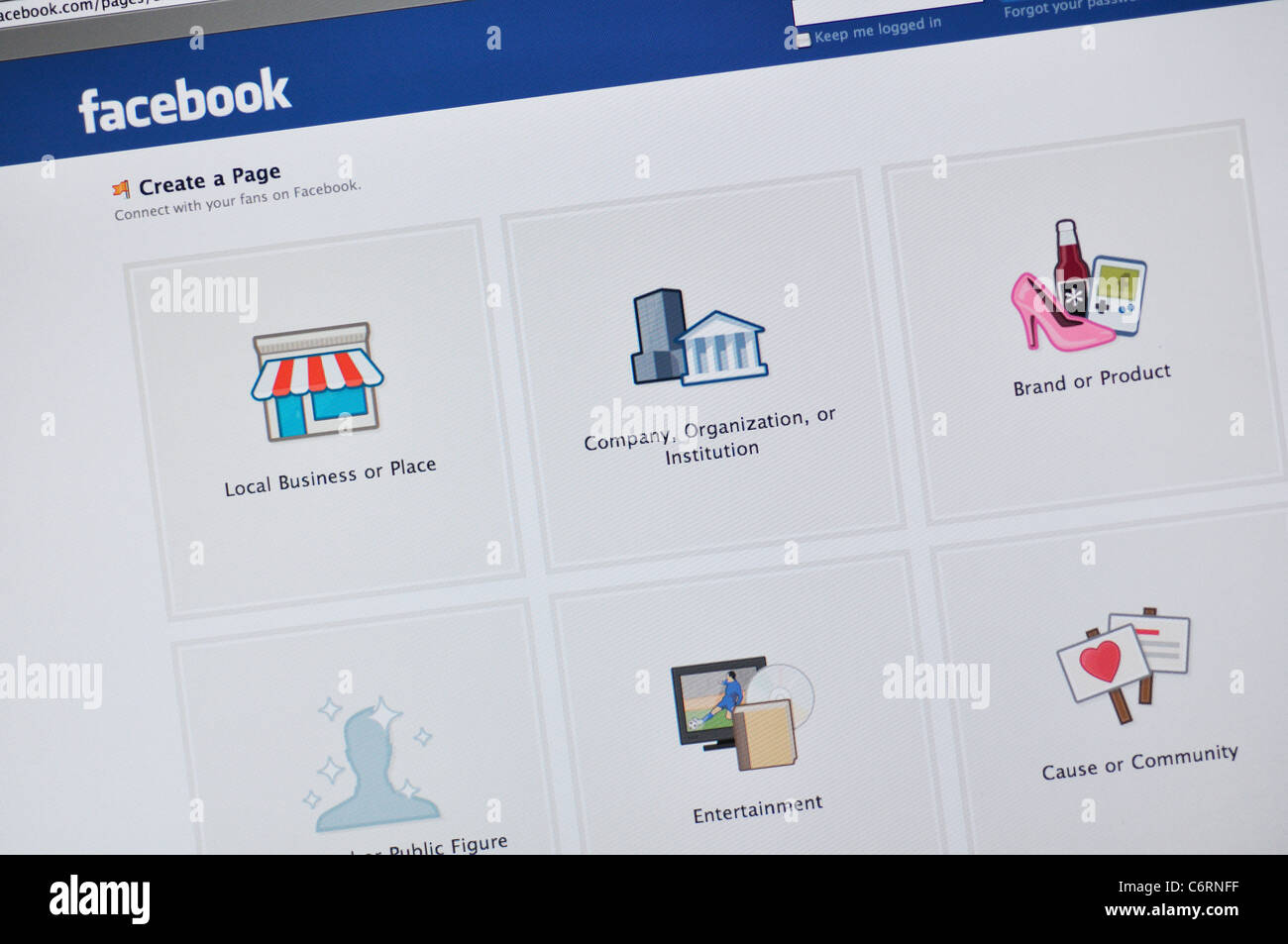 Facebook create a page hi-res stock photography and images - Alamy