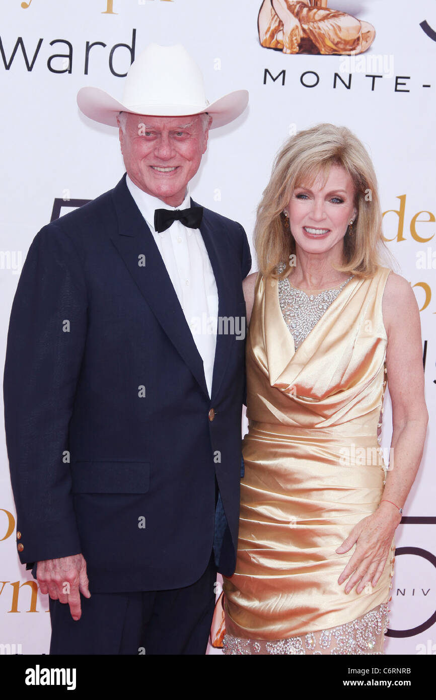 Larry Hagman and Donna Mills at the Closing Ceremony of the 2010 Monte ...