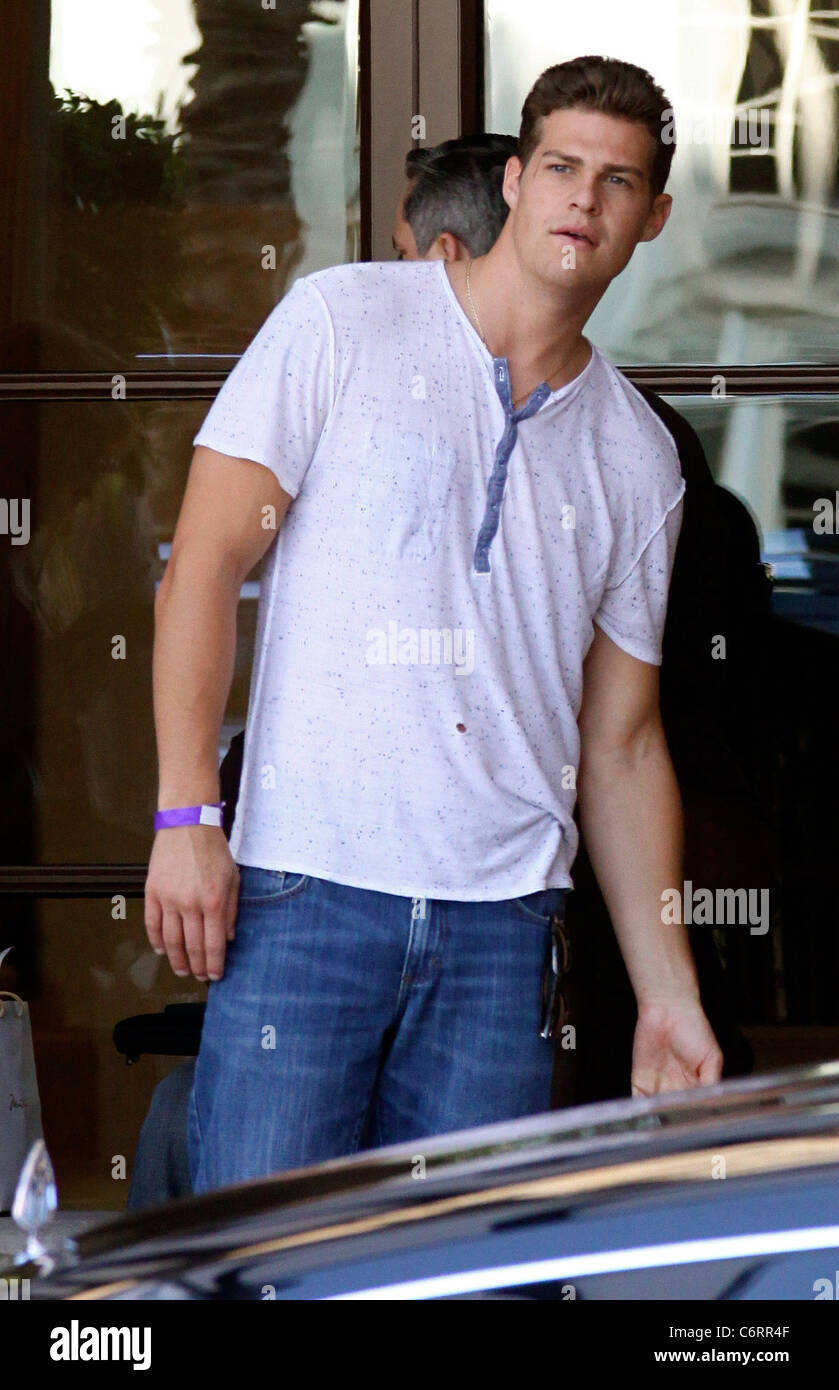 Greg Finley Celebrities leaving a gifting suite event at the Montage ...