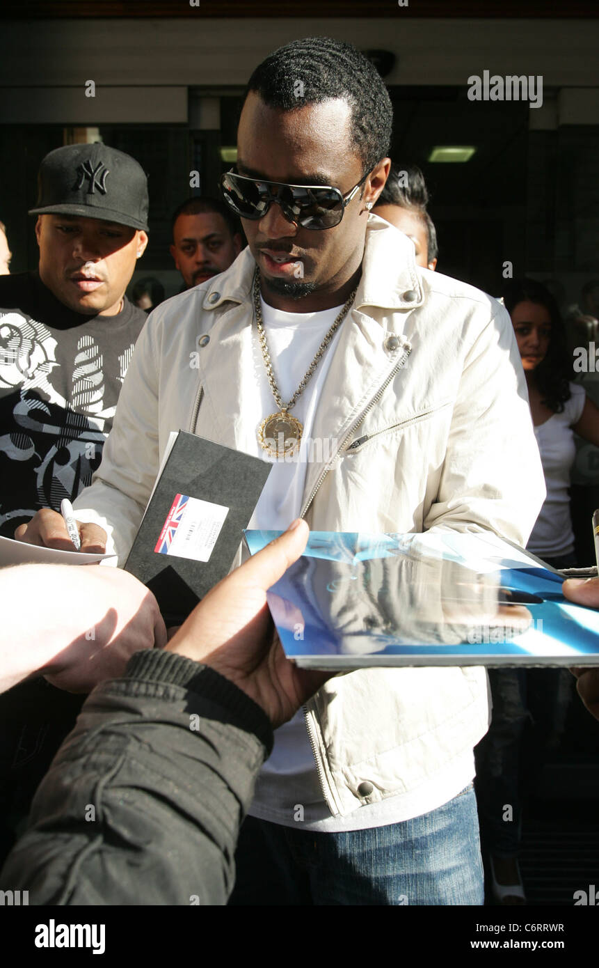 P Diddy aka Sean Combs signs autographs outside the Radio One studios ...