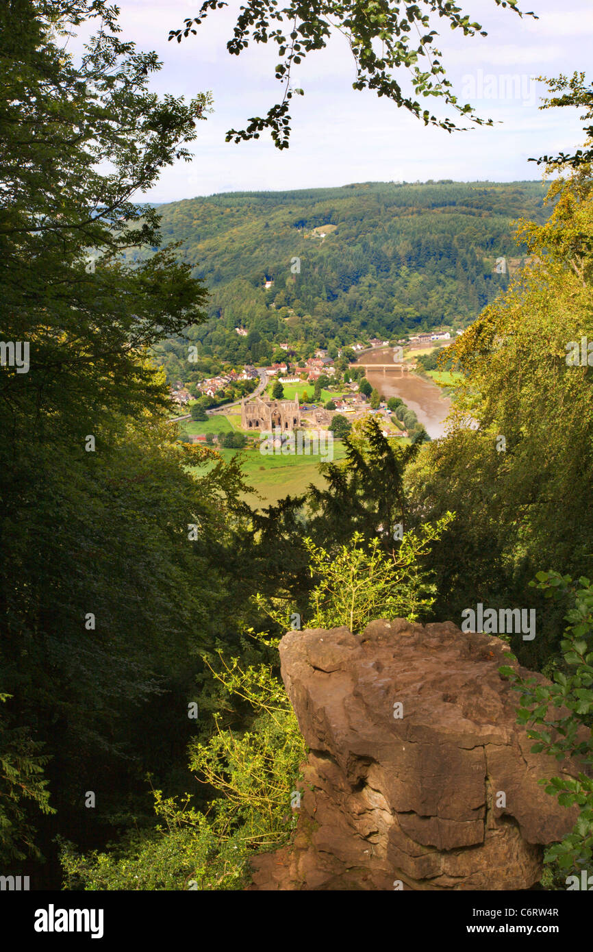 Tintern Abbey from The Devils Pulpit Gloucestershire England Stock ...